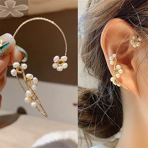 Jewelry | Dainty Flower Pearl Ear Wrap | Poshmark